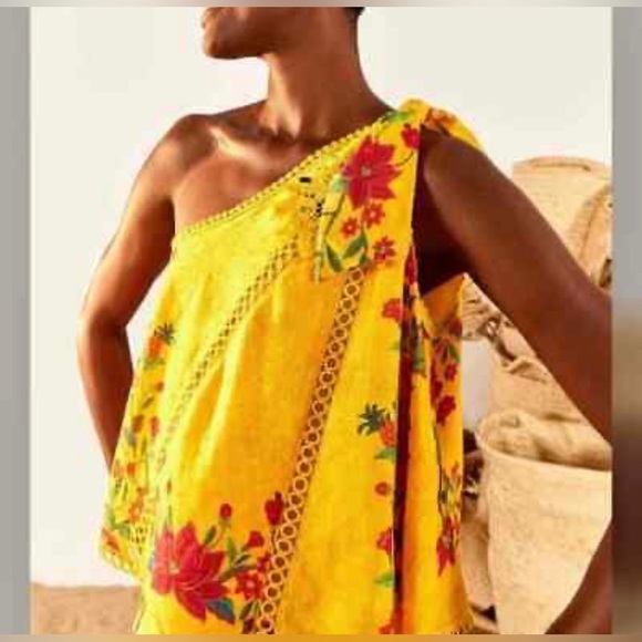 FARM Rio | Tops | Farm Rio Yellow Flower Dream Oneshoulder Embroidered ...